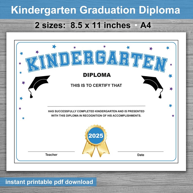 Printable Kindergarten Graduation Diploma Certificate for Girls and ...