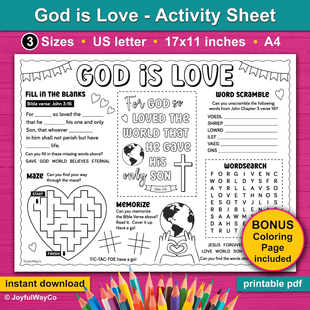 For God so Loved the World Activity for Kids. John 3:16. Sunday School ...