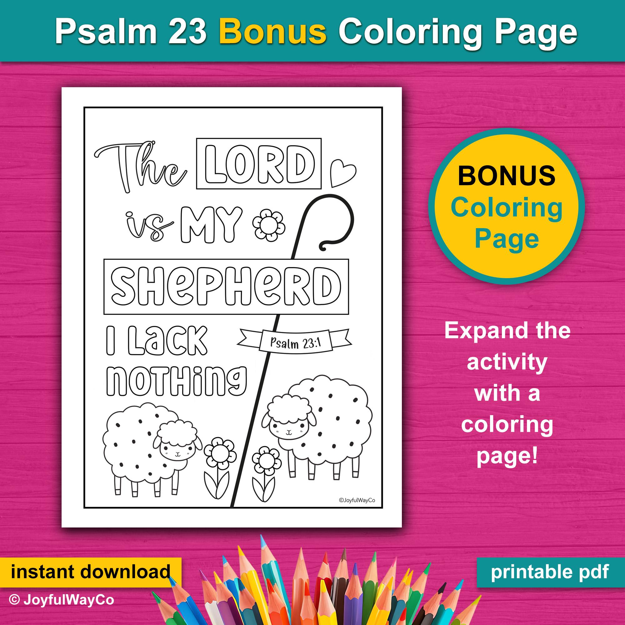 Psalm 23 Activity Placemat for Kids. the Lord is My Shepherd Activity ...