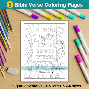 Bible Verse Coloring Pages for Kids. Christian Scripture Coloring for ...