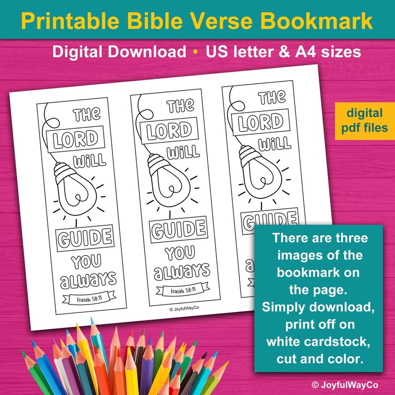 Bible Verse Coloring Bookmark Craft. the Lord Will Guide You Always ...
