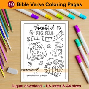 Thanksgiving Christian Coloring Pages Bundle for Kids. Bible Verse ...