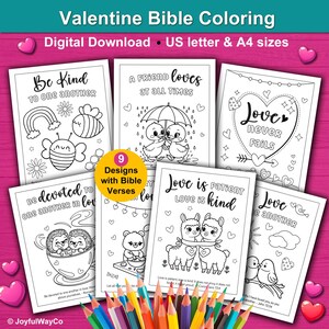 Valentines Bible Coloring Pages for Kids. Love Themed Christian ...