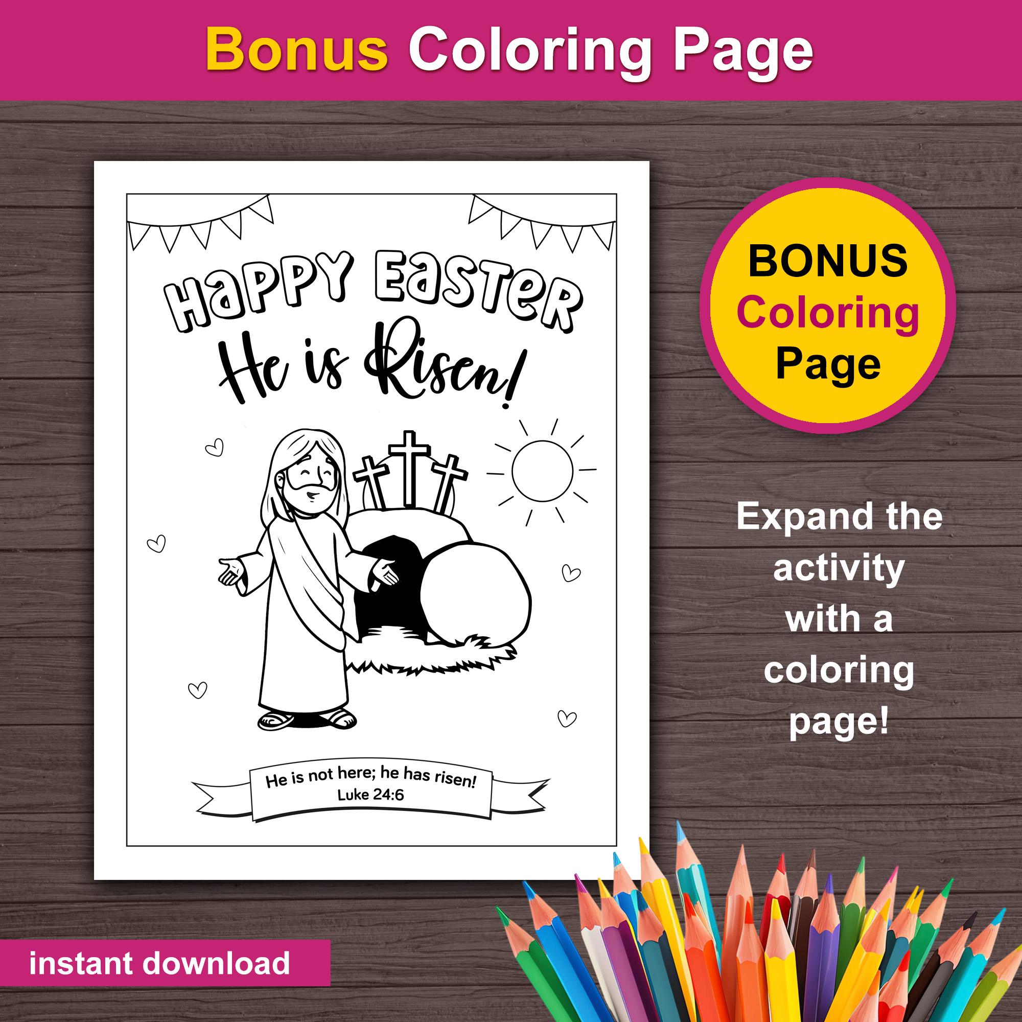 Easter Bible Activity Placemat and Coloring for Kids. Christian Easter ...