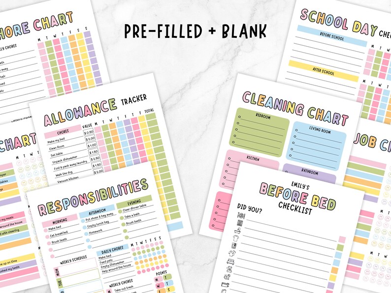 Editable Kids Chore Chart, Canva Template, Allowance, Screen Time ...