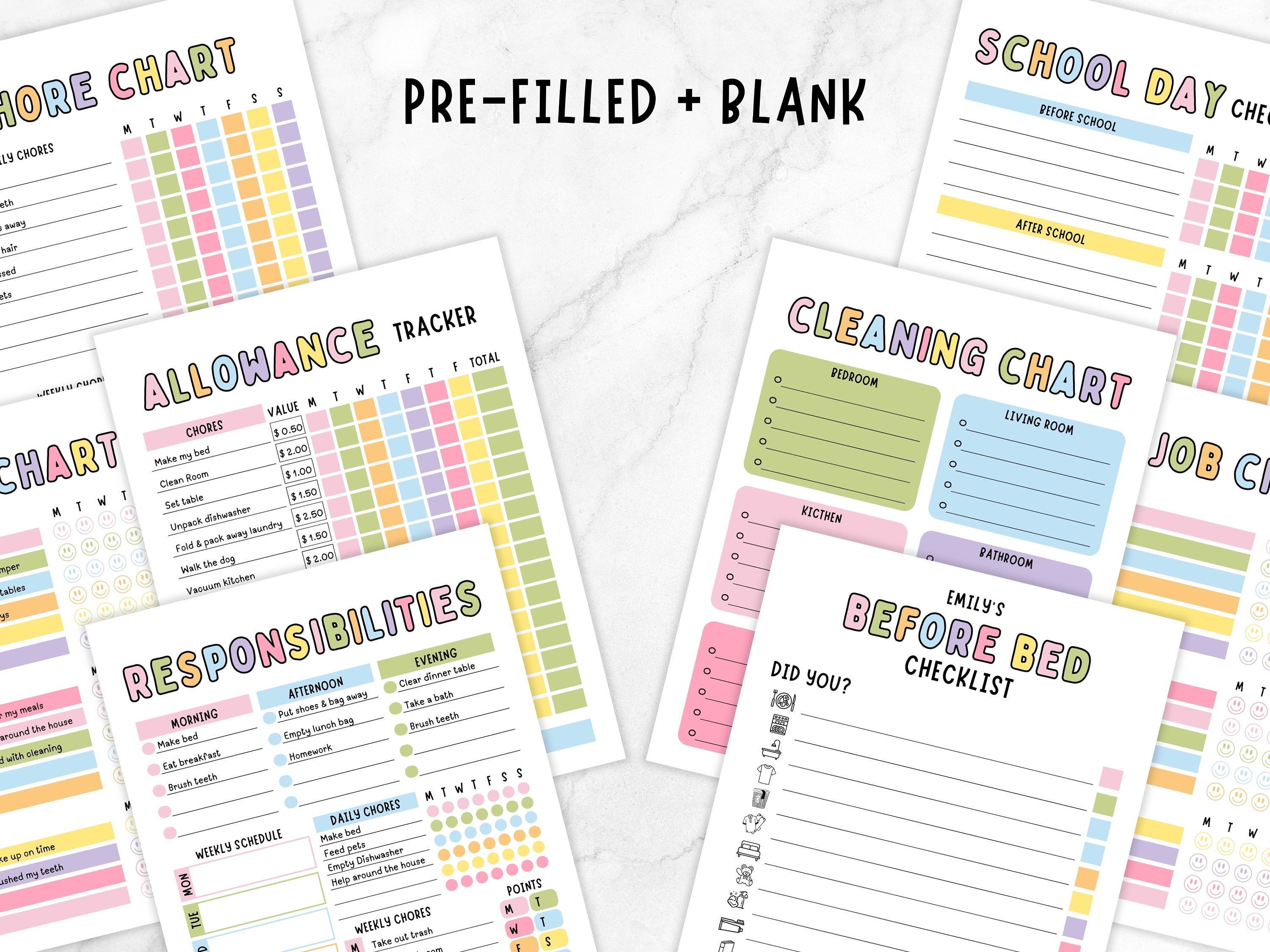 Editable Kids Chore Chart, Canva Template, Allowance, Screen Time ...