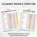 Editable Kids Chore Chart, Canva Template, Allowance, Screen Time ...