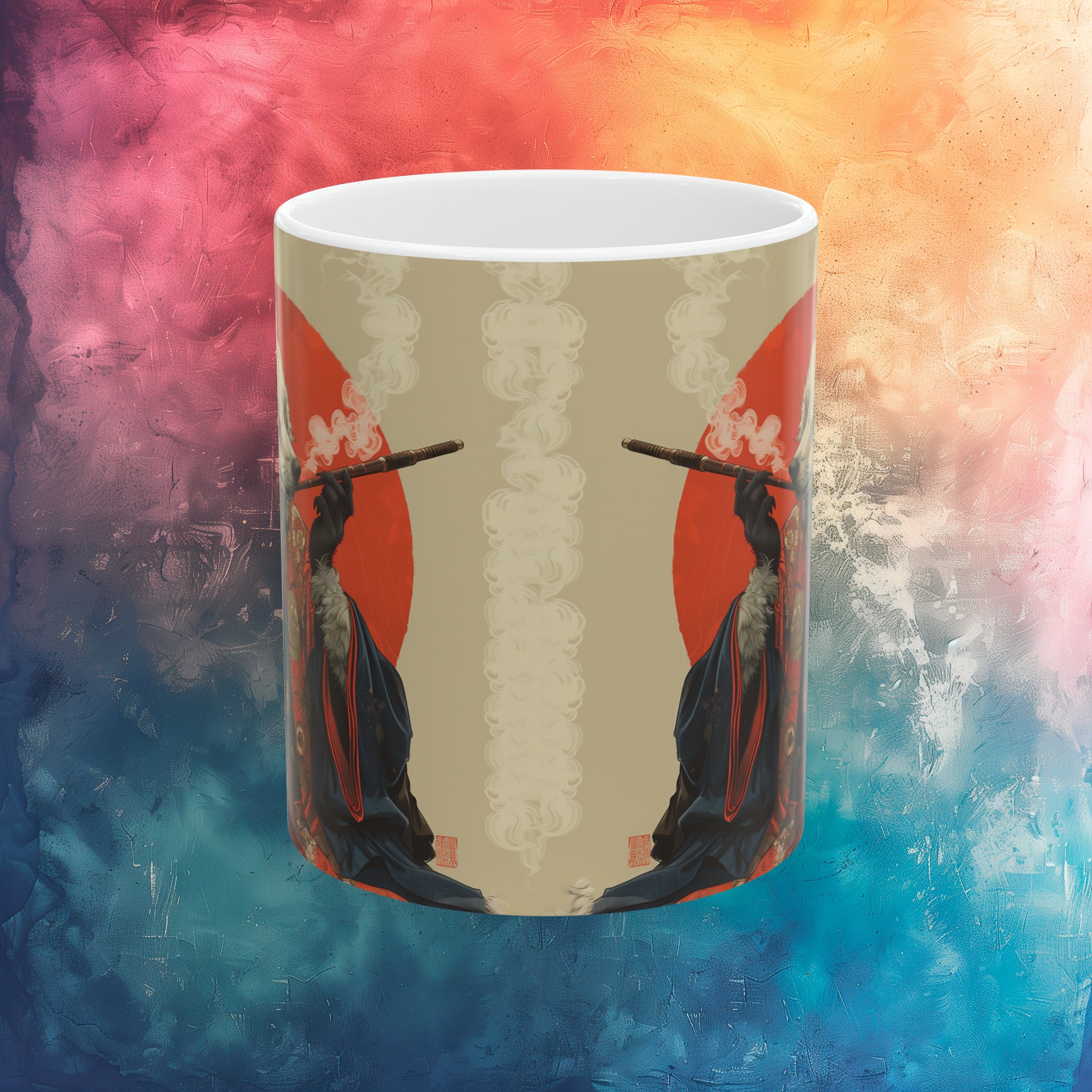 Winter Fox Smoking Pipe Japanese Style Animal Design Ceramic Mug 11oz ...