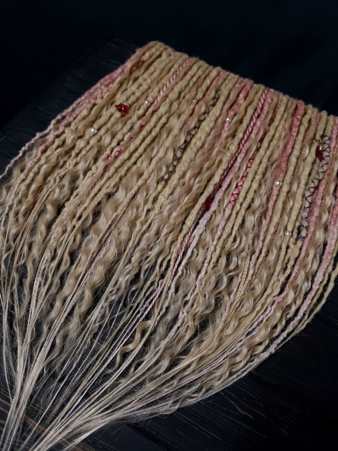 Mix of Textures, Pink and Blonde Textured Dreadlocks, Braids and Curls - Etsy