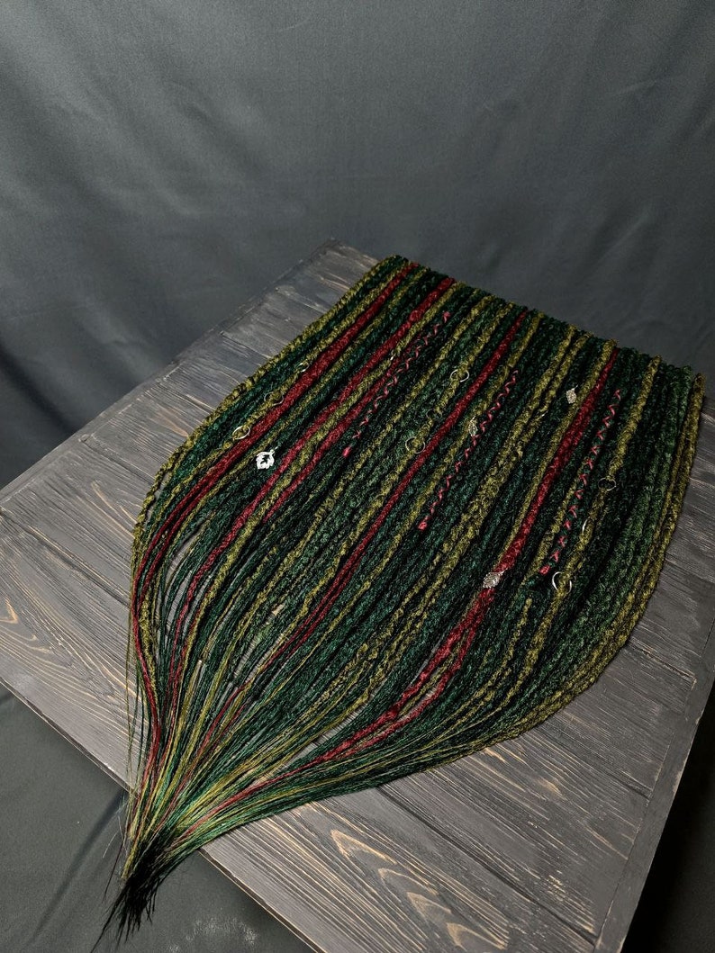 Mix of Textures, Dreadlocks, Several Shades of Green Burgundy - Etsy