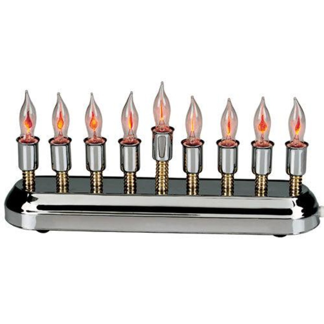 Contemporary Highly Polished Chrome Plated Electric Menorah With ...