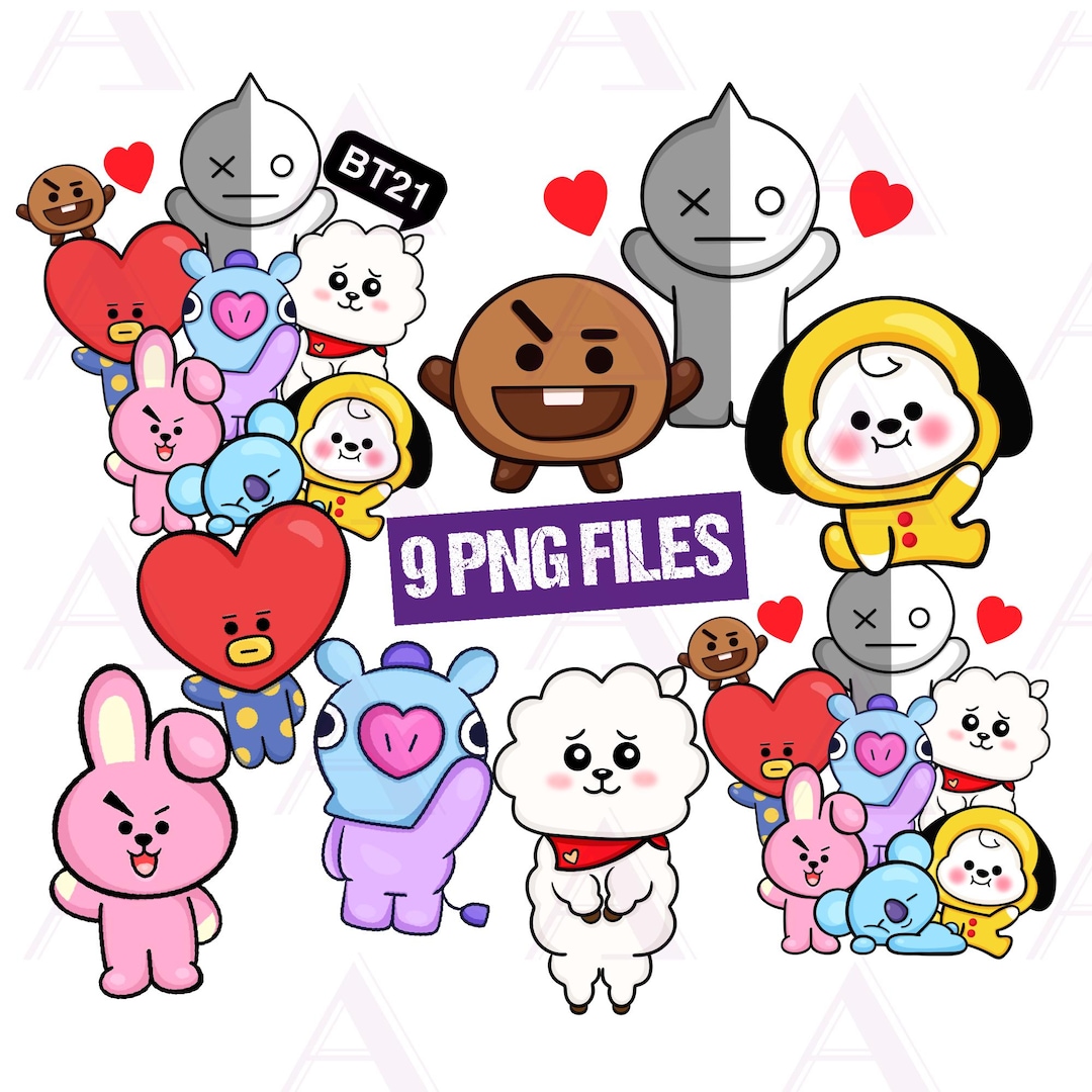 Bundle Kpop Characters PNG Clipart, BTS Shirt Design, Digital Download ...