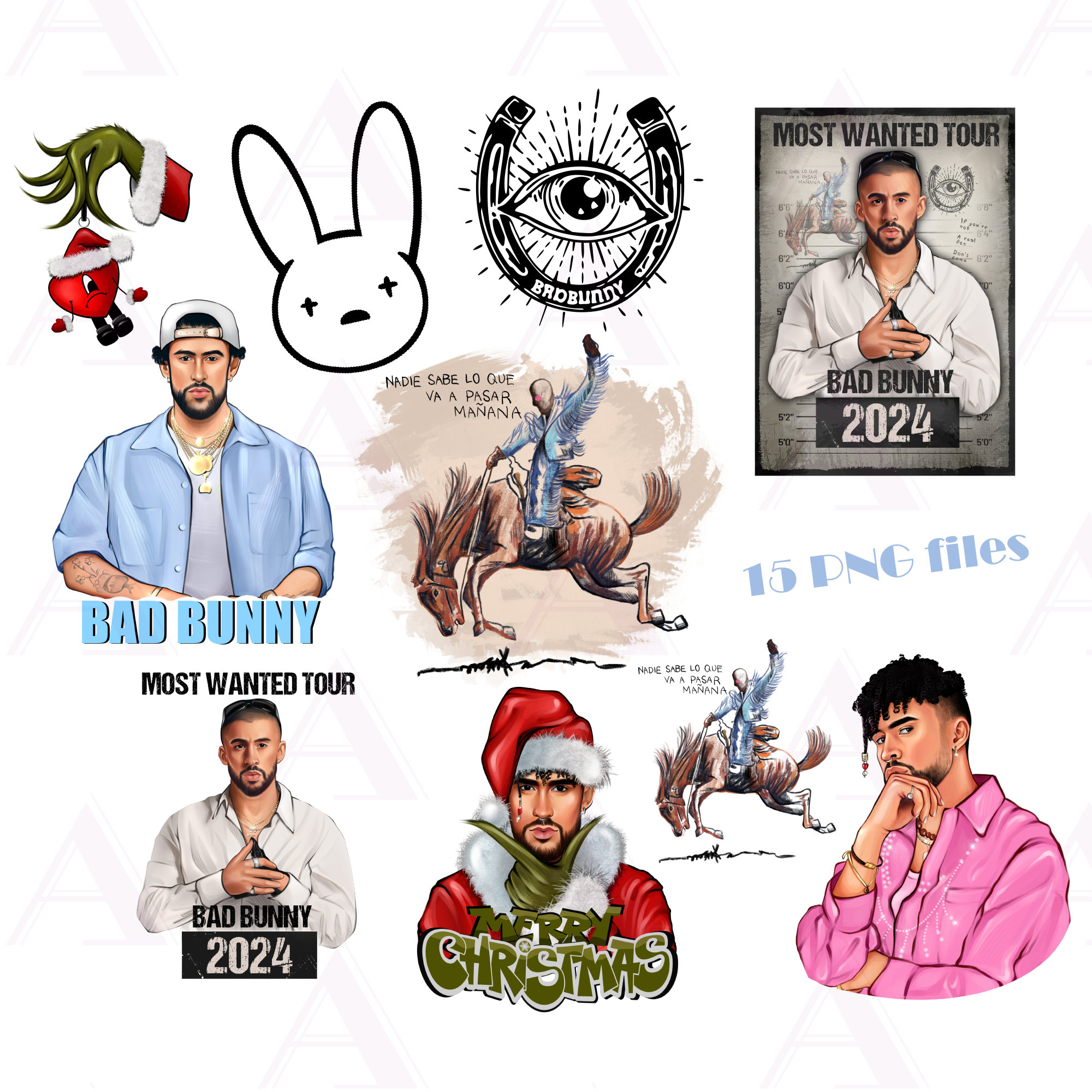 Bad Bunny New Most Wanted Tour Bundle PNG, Bad Bunny Clipart, Tour 2024 ...