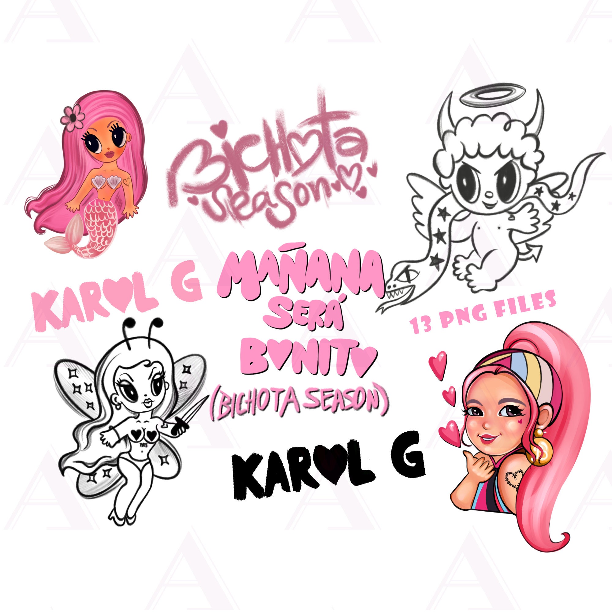 In My Bichota Era Karol G PNG Clipart, Devil & Angel Crush Artwork ...