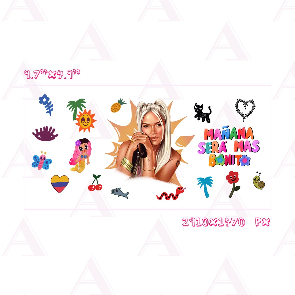 Karol G 16 Oz Wrap PNG, Si Antes Te Hubiera Conocido Can Wrap, Karol G ...