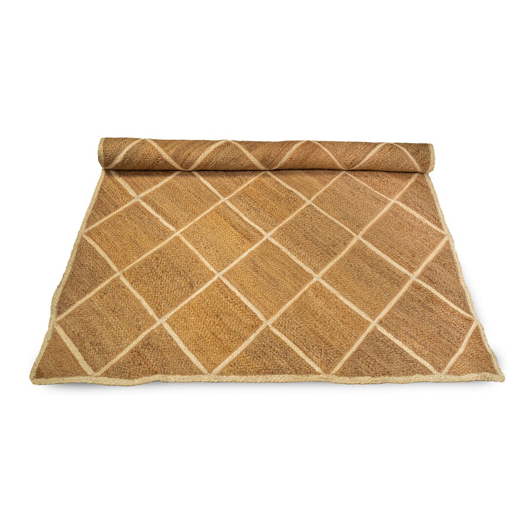 Handwoven Rectangular Jute Carpet With Sleek Chequered Pattern - Etsy