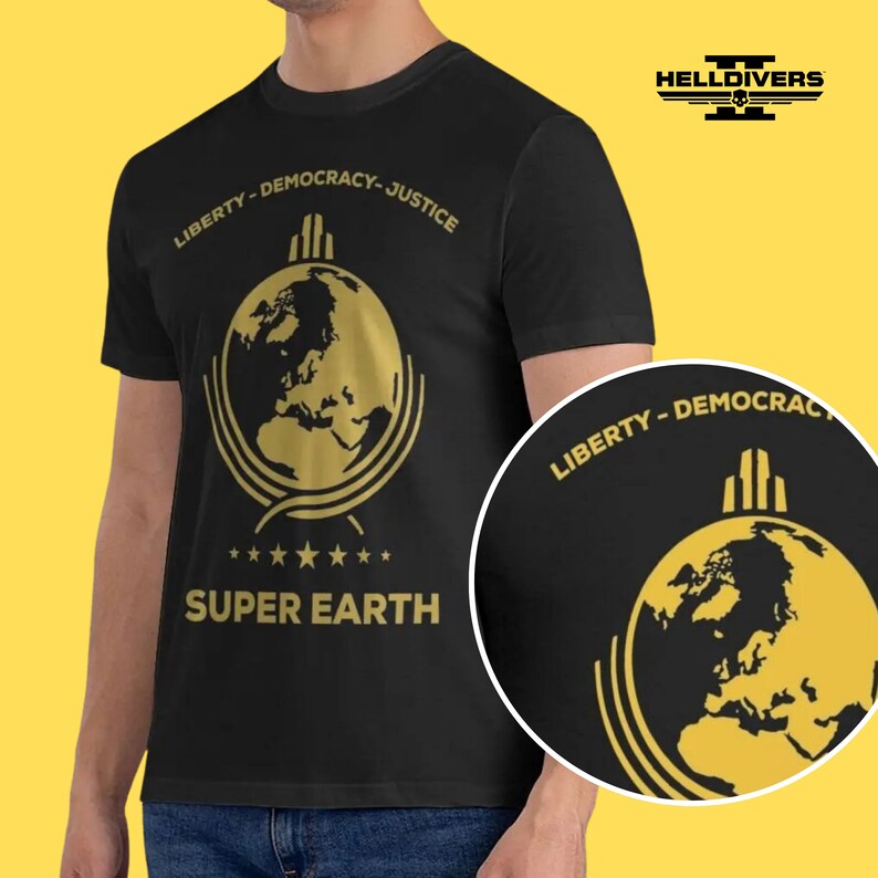 Helldivers 2 Tshirt, Super Earth, Democracy, Propaganda Shirt, Cotton T ...