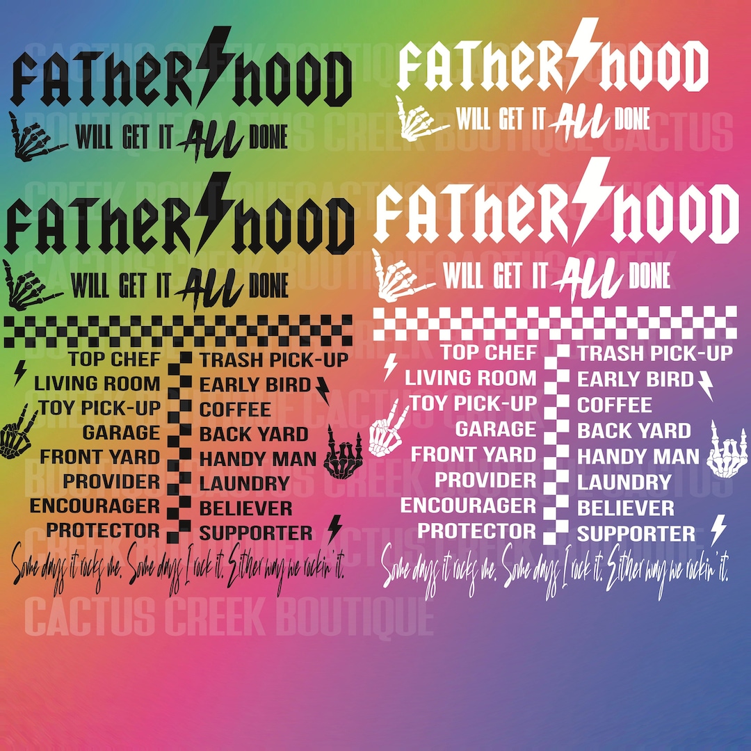 Fatherhood Tour Black and White Front and Back Designs Png - Etsy