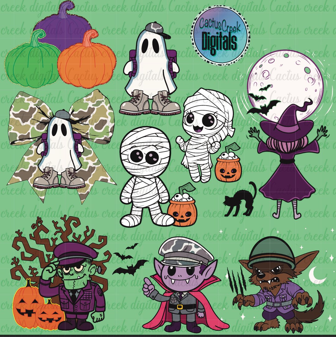 Military Kids Png Halloween Themed Design Boo Witch Werewolf Mummy ...