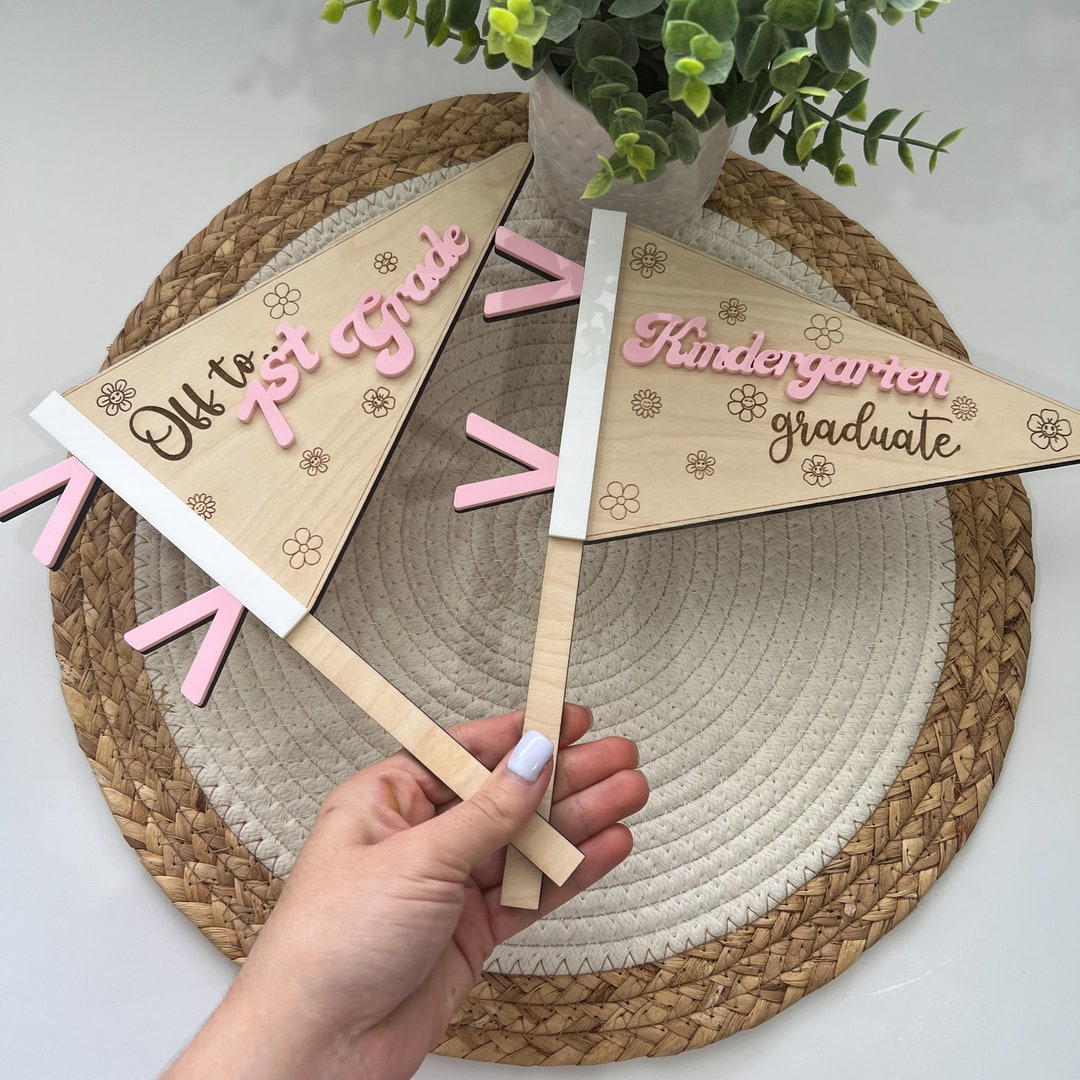 Kindergarten Graduated Groovy Pennant Flag Kinder Graduation Sign Last ...