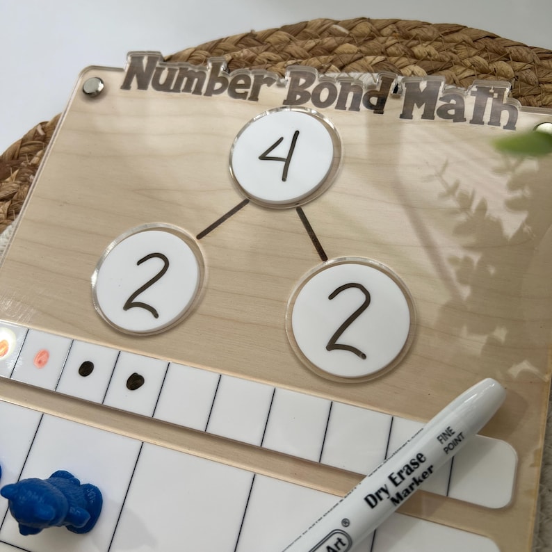 Number Bond Math Practice Wooden Board, Ten Frames Math Practice Board ...
