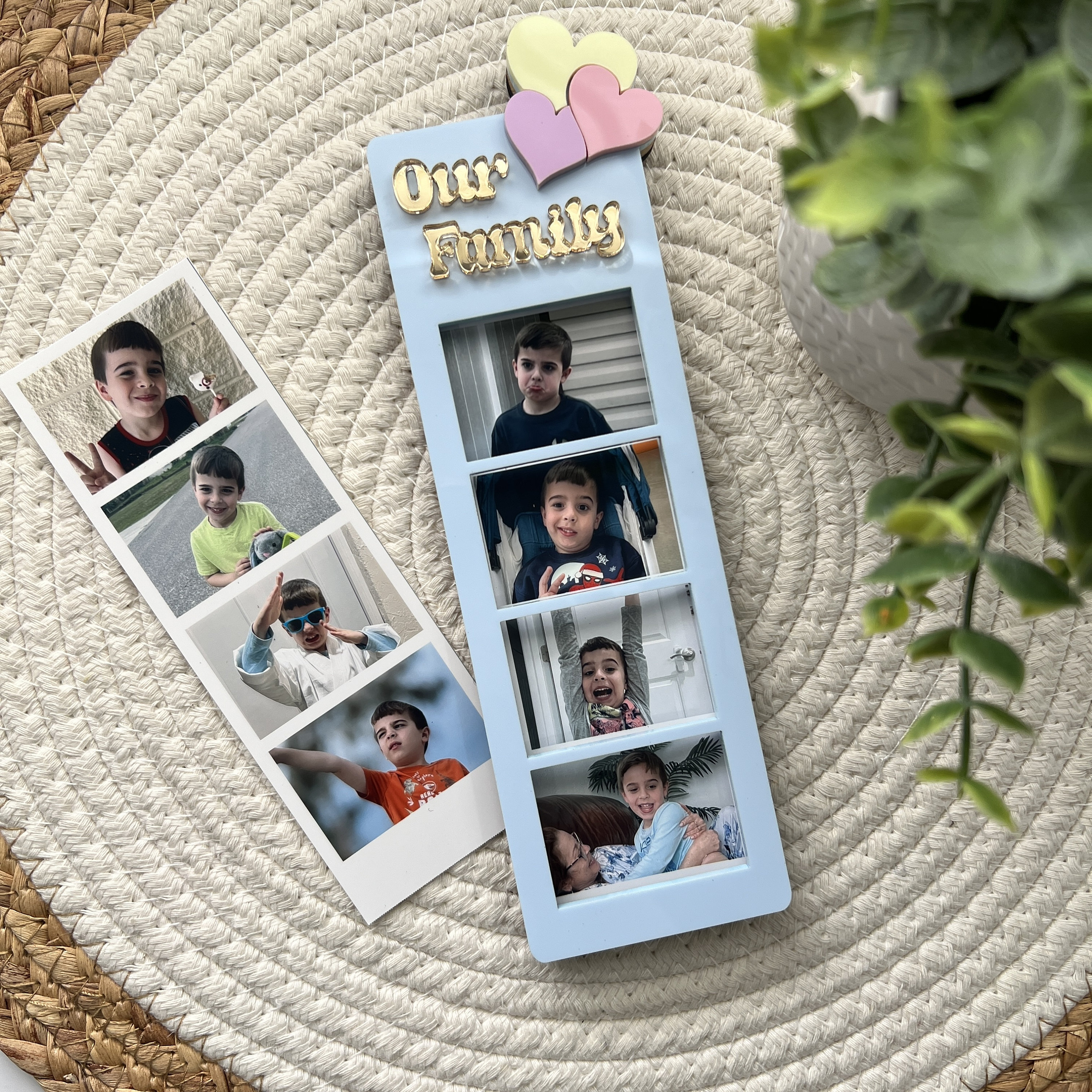 Personalized Strip Photo Frame, Strip Photo Frame for Family, Photo ...