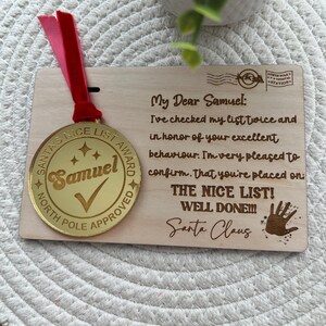 Nice List Certificate Medal, Personalized Nice List Medal, Kids Nice ...