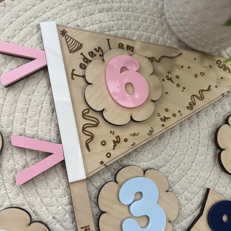 Birthday Pennant Flag, Wooden Birthday Pennant Flag, Birthday Photo ...