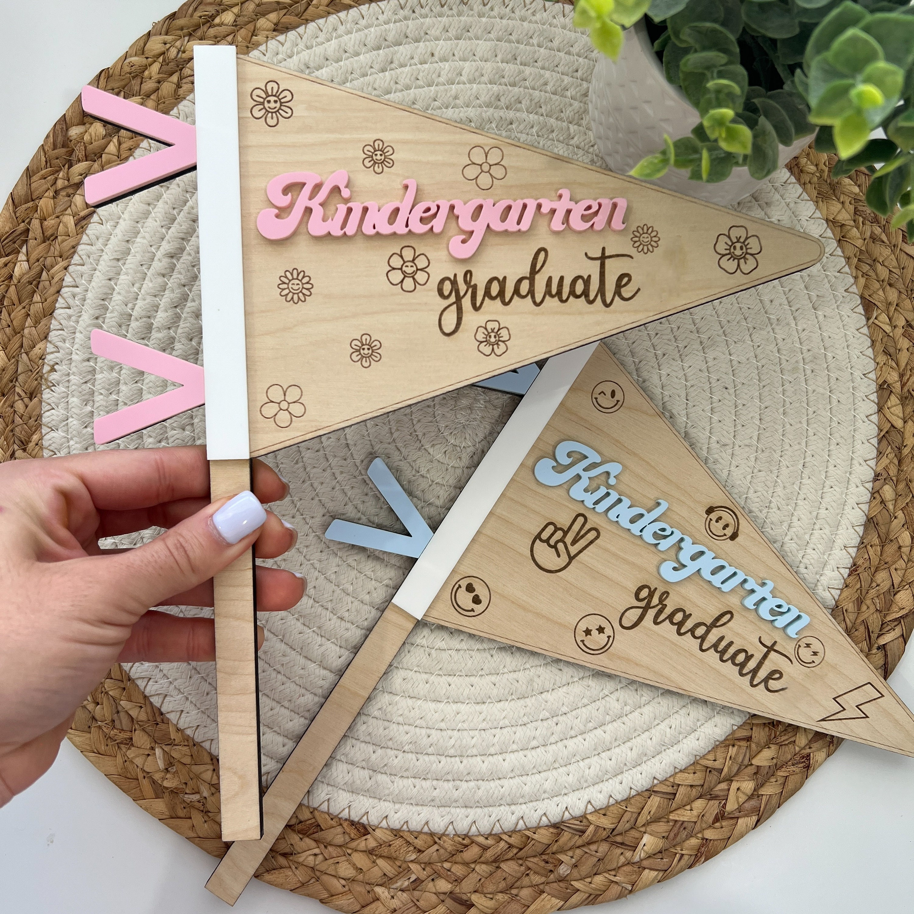 Graduation Pennant Flag for Kids, Kindergarten Graduate Pennant Flag ...