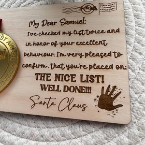 Nice List Certificate Medal, Personalized Nice List Medal, Kids Nice ...