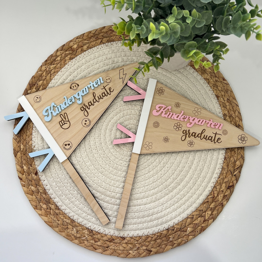 Kindergarten Graduated Groovy Pennant Flag Kinder Graduation Sign Last ...
