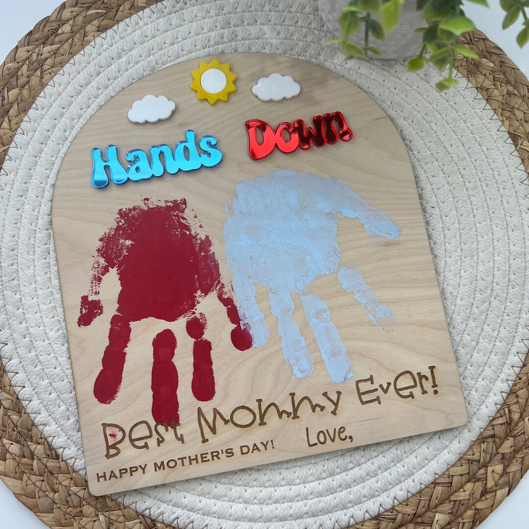 DIY Mother's Day Handprint Sign, Hands Down, Gift for Grandma, Gift for ...
