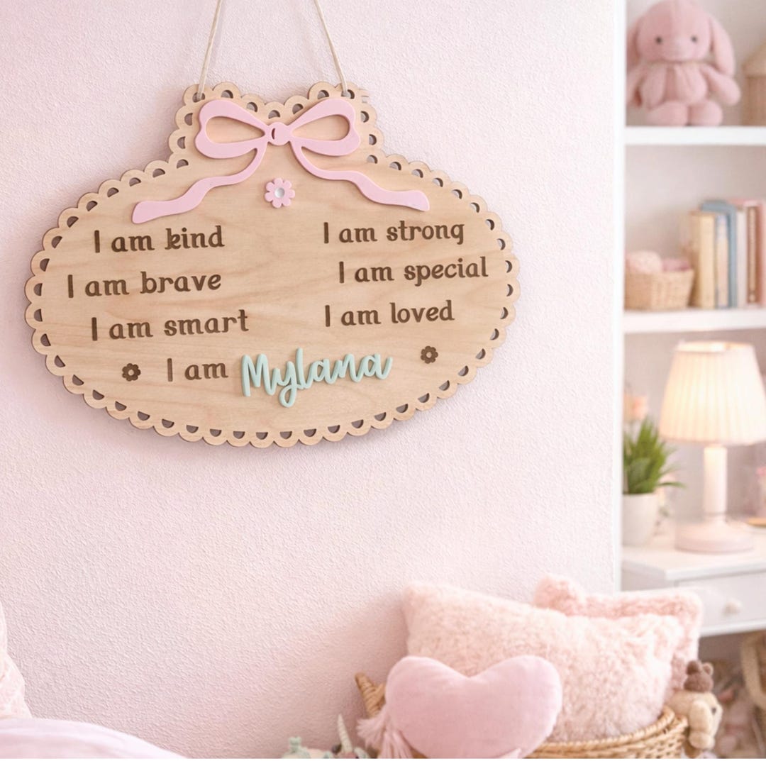 Personalized Girls Affirmation Sign , Kids Positive Affirmations, Girls ...