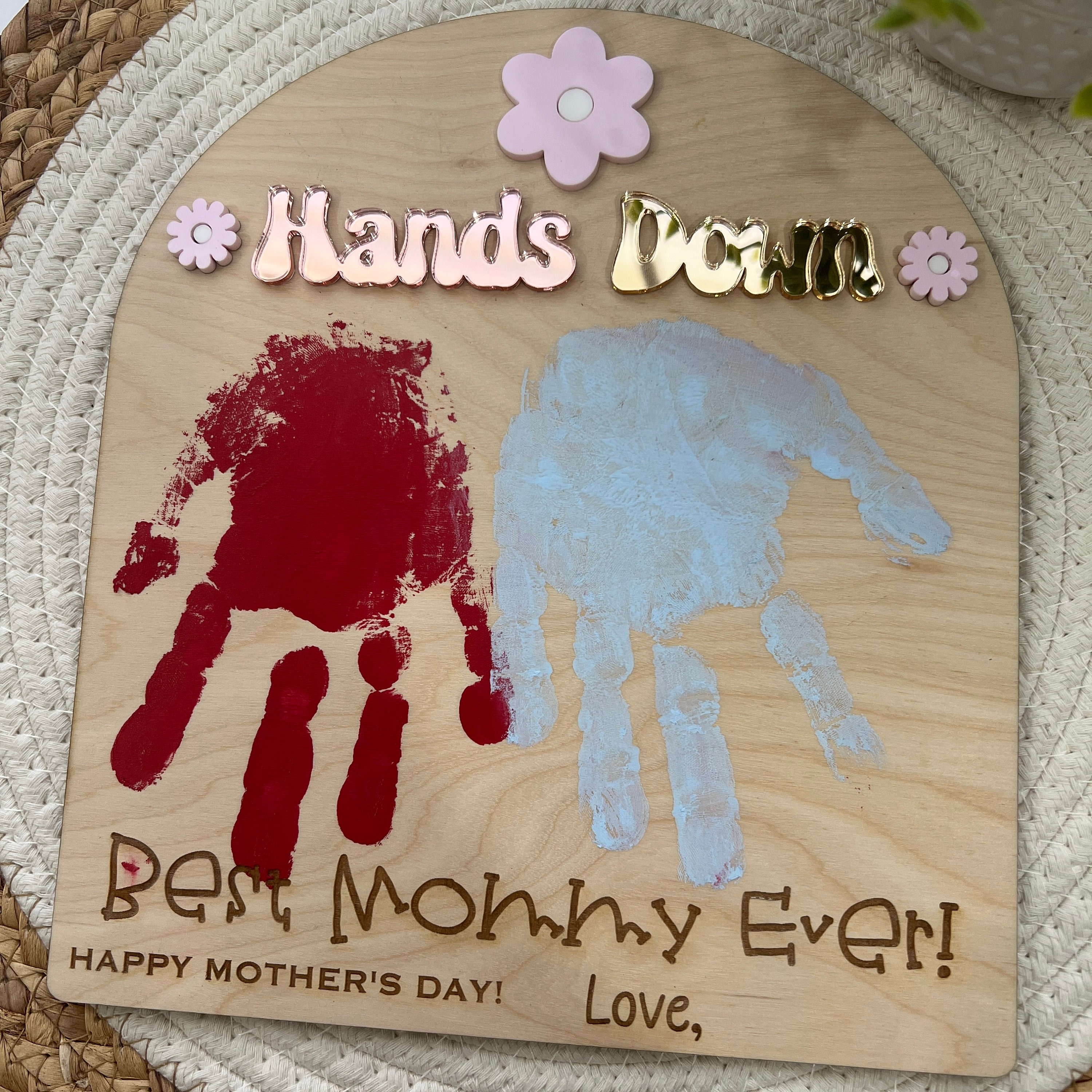 DIY Mother's Day Handprint Sign, Hands Down, Gift for Grandma, Gift for ...