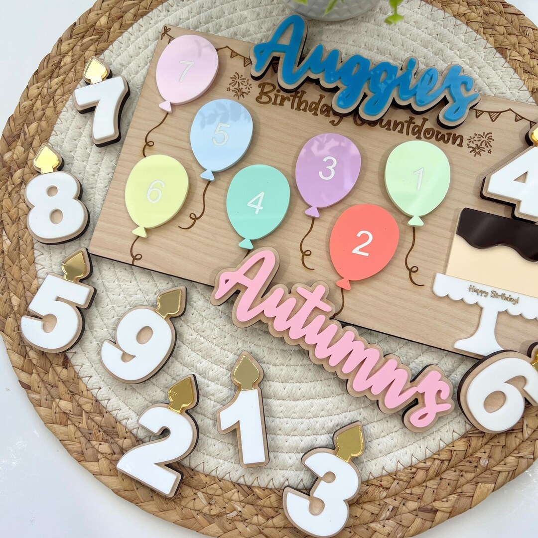 Birthday Week Countdown, Kids Birthday Countdown Sign, Wooden Birthday ...