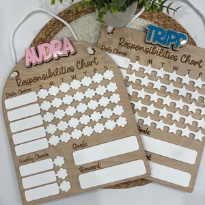 Chore Chart for Kids, Daily Chore Chart for Kids, Wooden Reward Chore ...