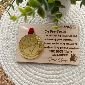 Nice List Certificate Medal, Personalized Nice List Medal, Kids Nice ...