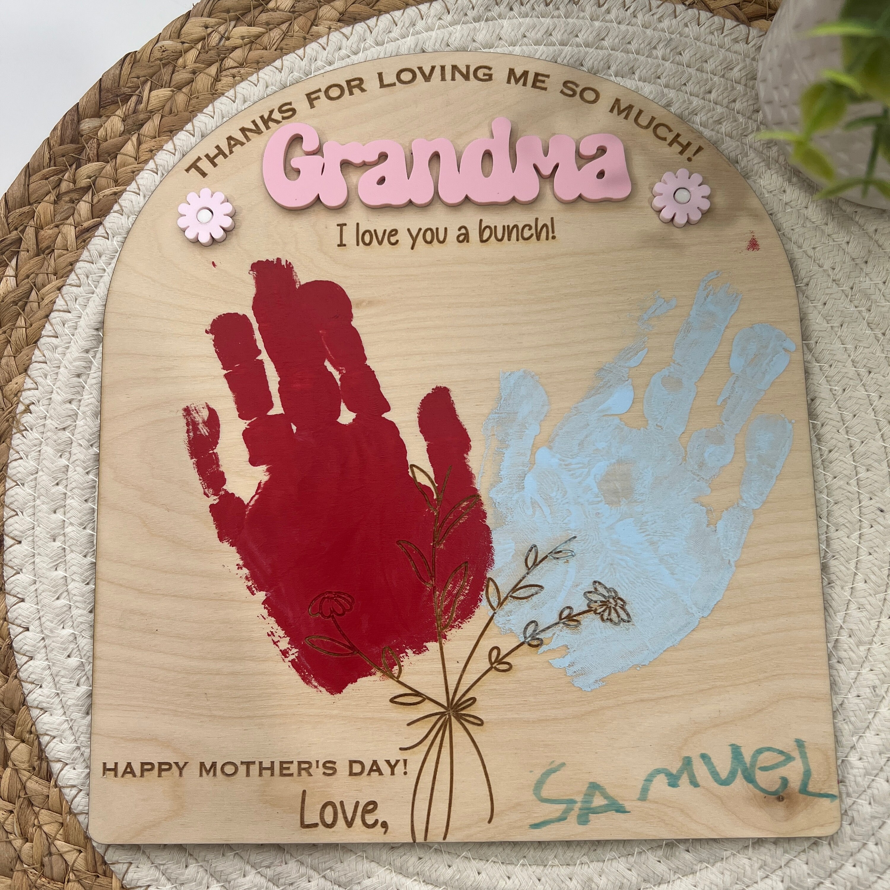 DIY Mother's Day Handprint Sign, Kids Drawing Sign, Gift for Grandma ...