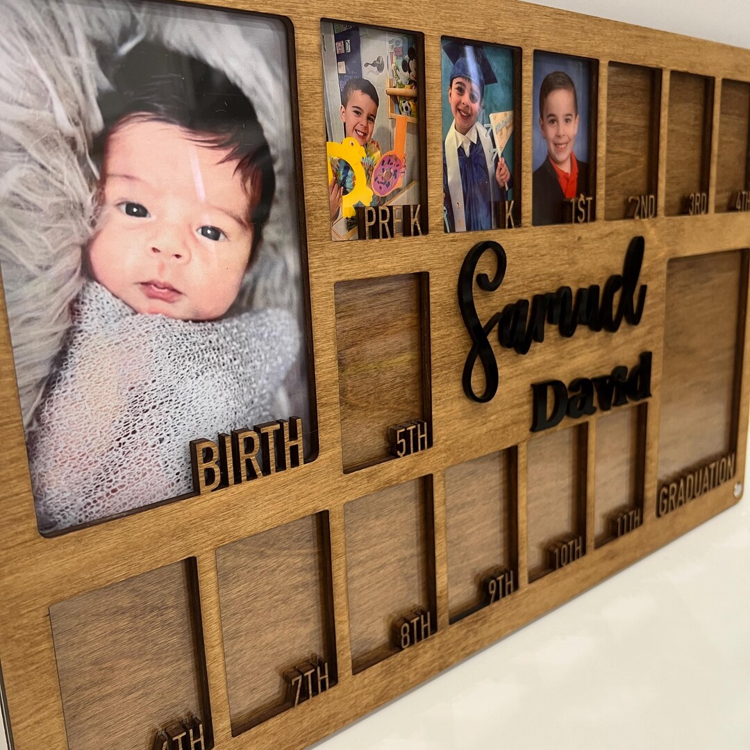 Personalized School Years Photo Frame, Birth-12 Prek-12 Photo Frame ...