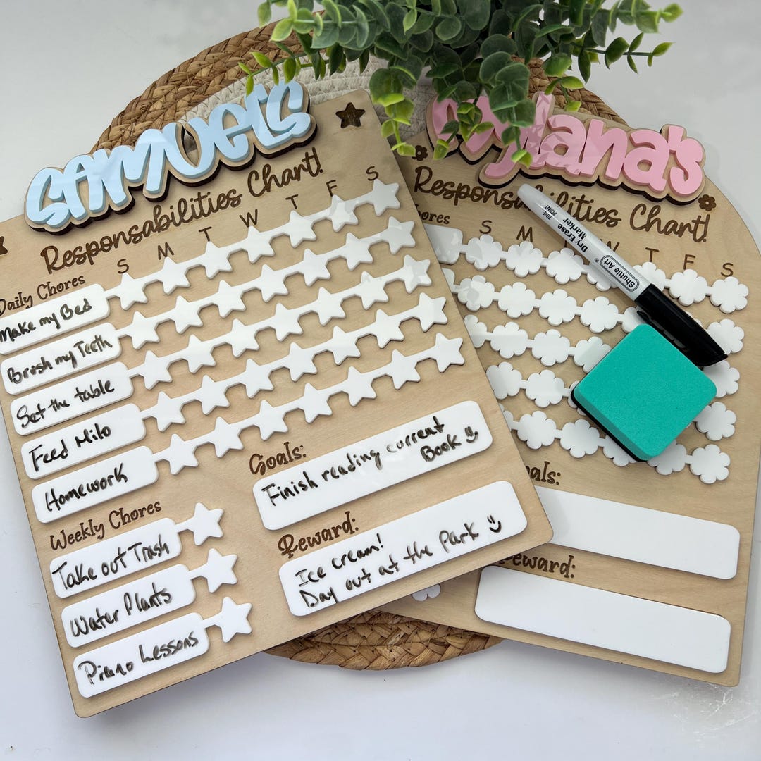 Buy Chore Chart for Kids, Daily Chore Chart for Kids, Wooden Reward ...