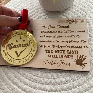 Nice List Certificate Medal, Personalized Nice List Medal, Kids Nice ...