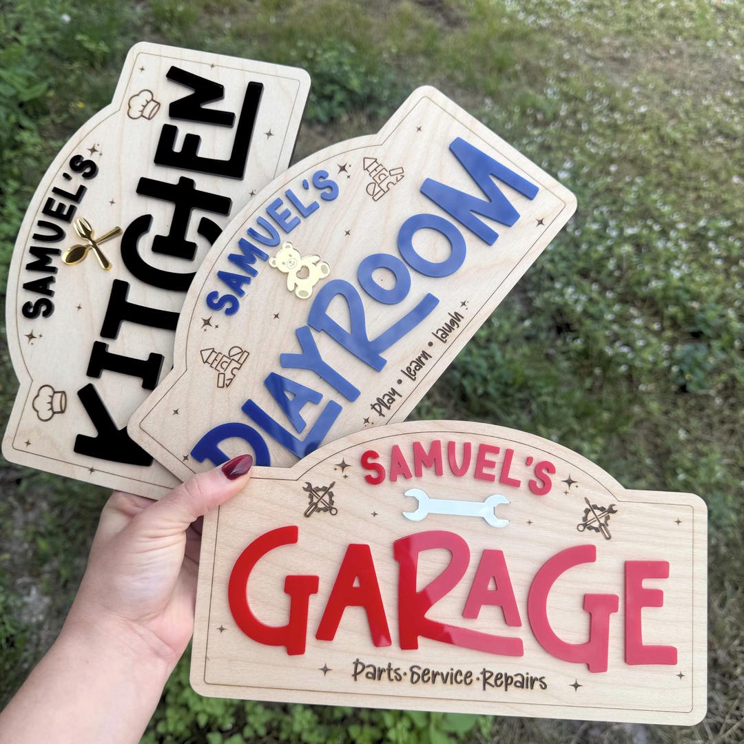 Personalized Kids Pretend Play Sign, Custom Playroom Sign, Play Kitchen ...