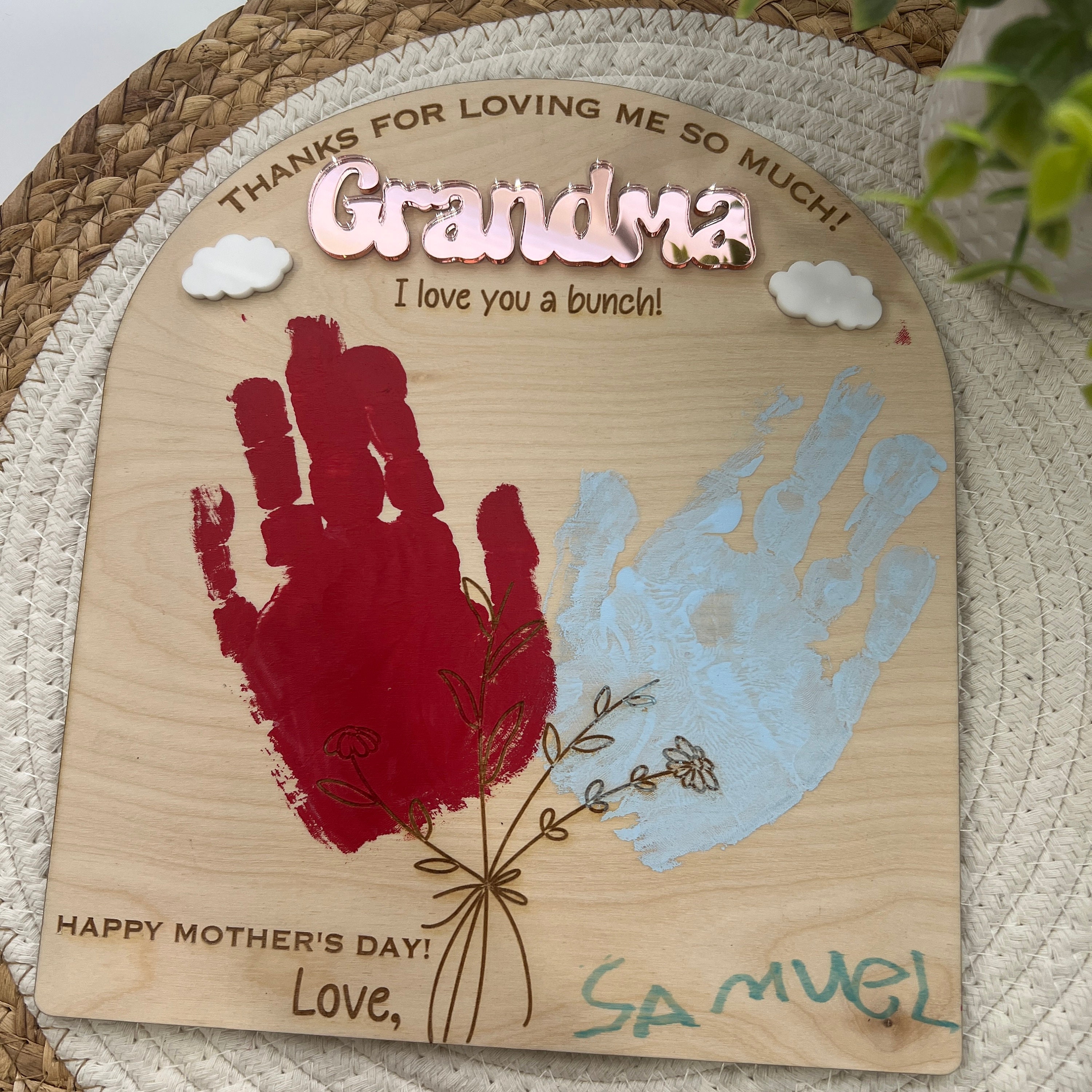 DIY Mother's Day Handprint Sign, Kids Drawing Sign, Gift for Grandma ...