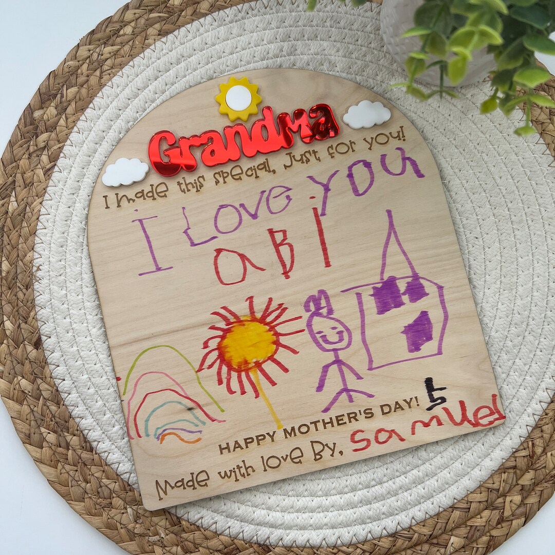 Mother's Day Hand Drawing Sign, Kids Drawing Sign, Gift for Grandma ...