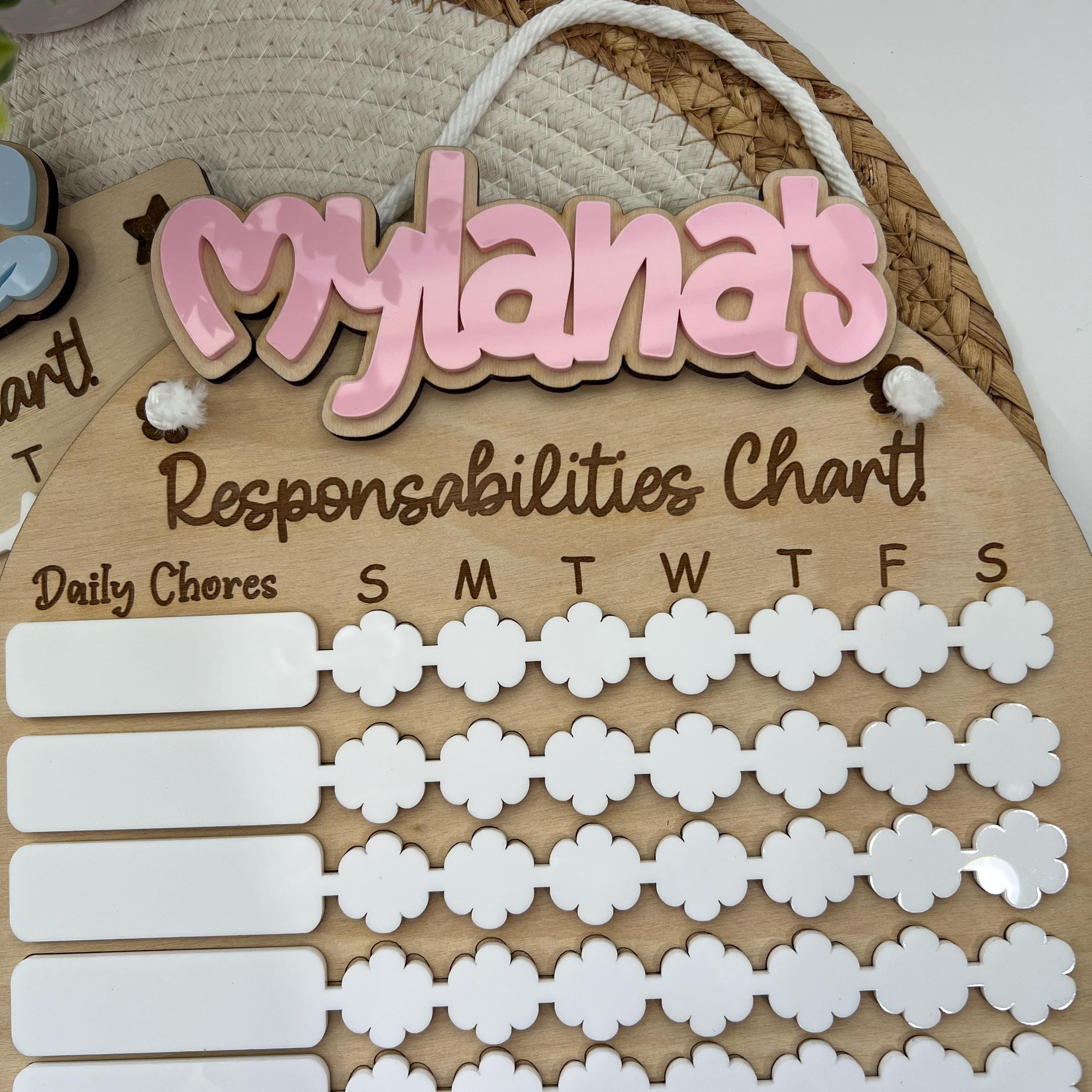 Chore Chart for Kids, Daily Chore Chart for Kids, Wooden Reward Chore ...