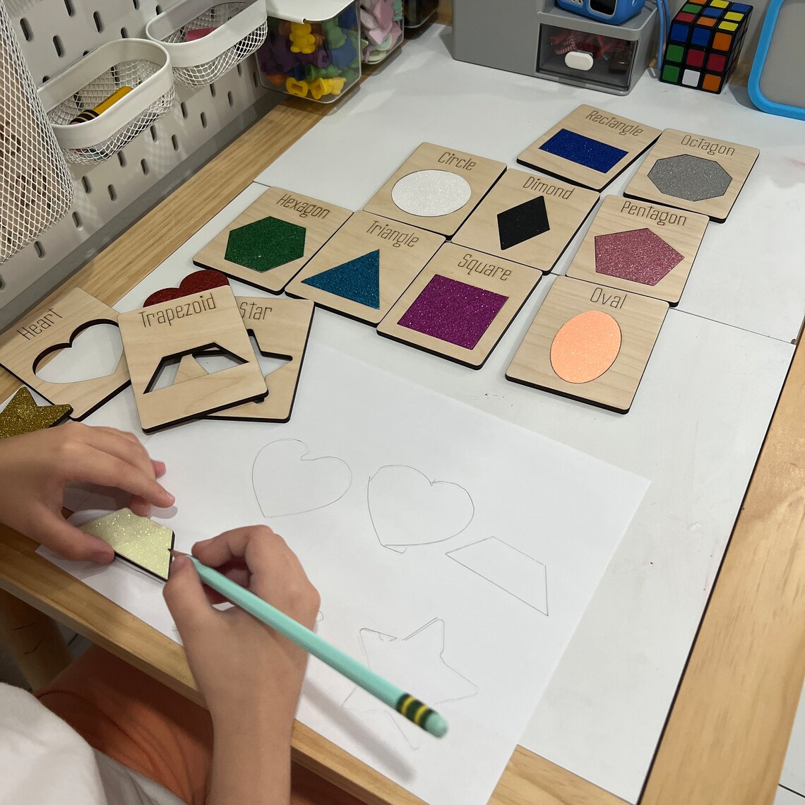 Wooden Shapes Flash Cards for Kids Educational Resource Montessori ...