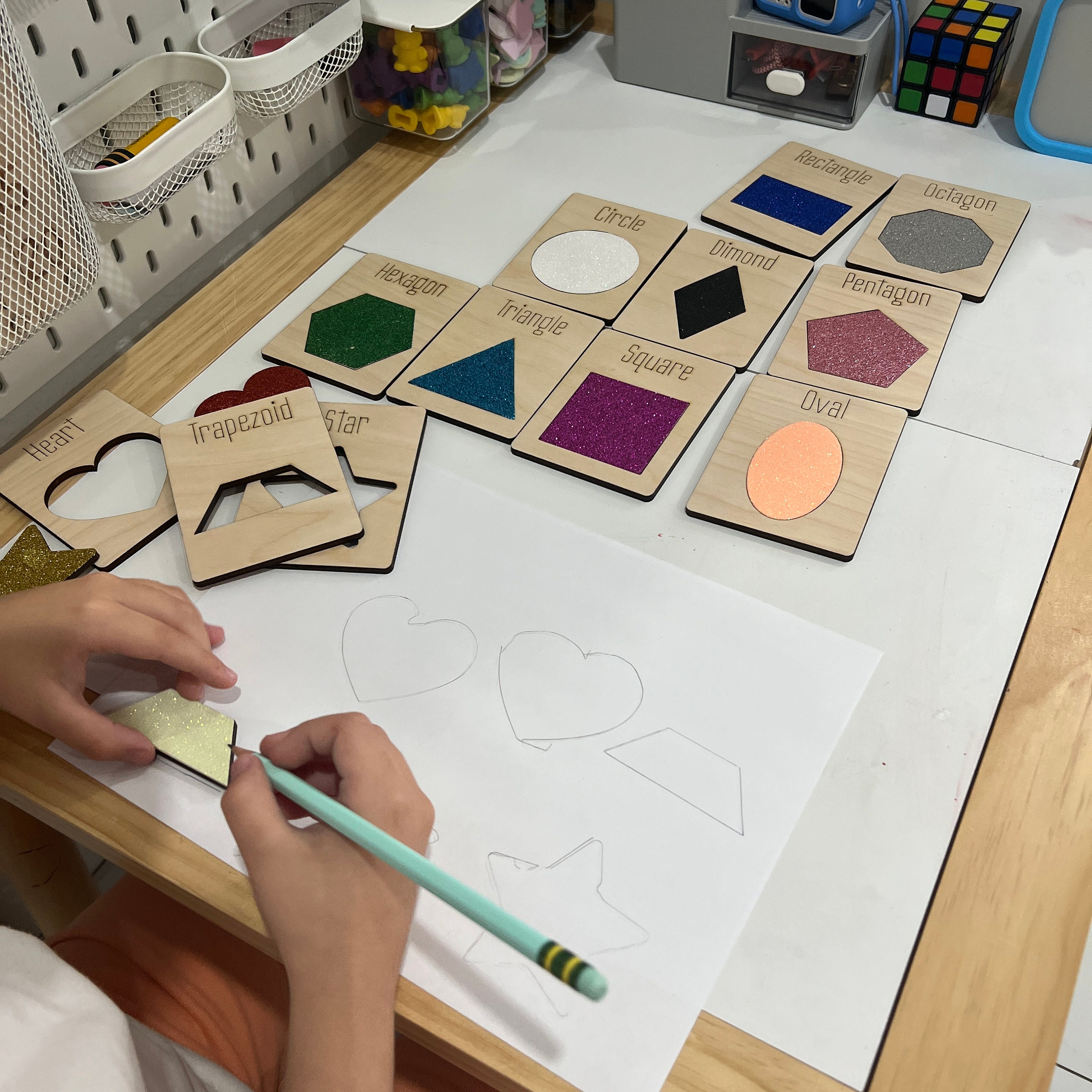 Wooden Shapes Flash Cards for Kids Educational Resource Montessori ...