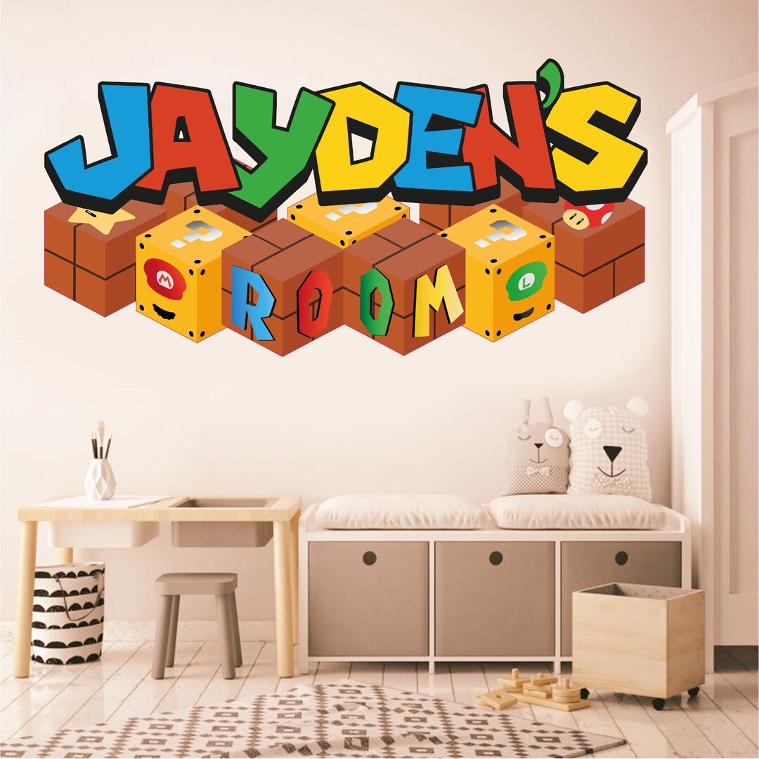 Personalized Mario Custom Name Wall Sticker 3D Bricks Bedroom Decor ...