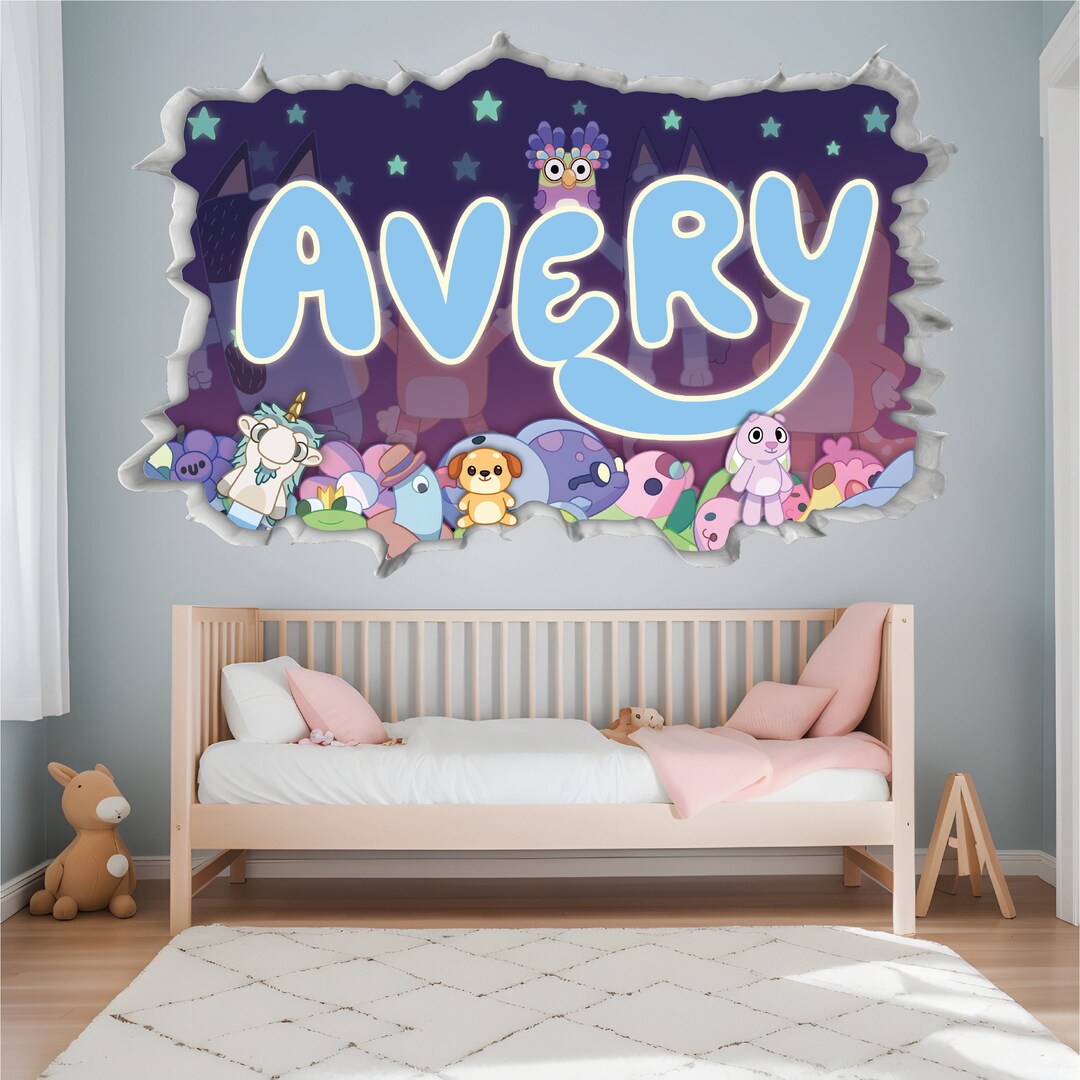 Personalized Blue Wall Sticker - Blue Design for Boy Girls Kids Room ...
