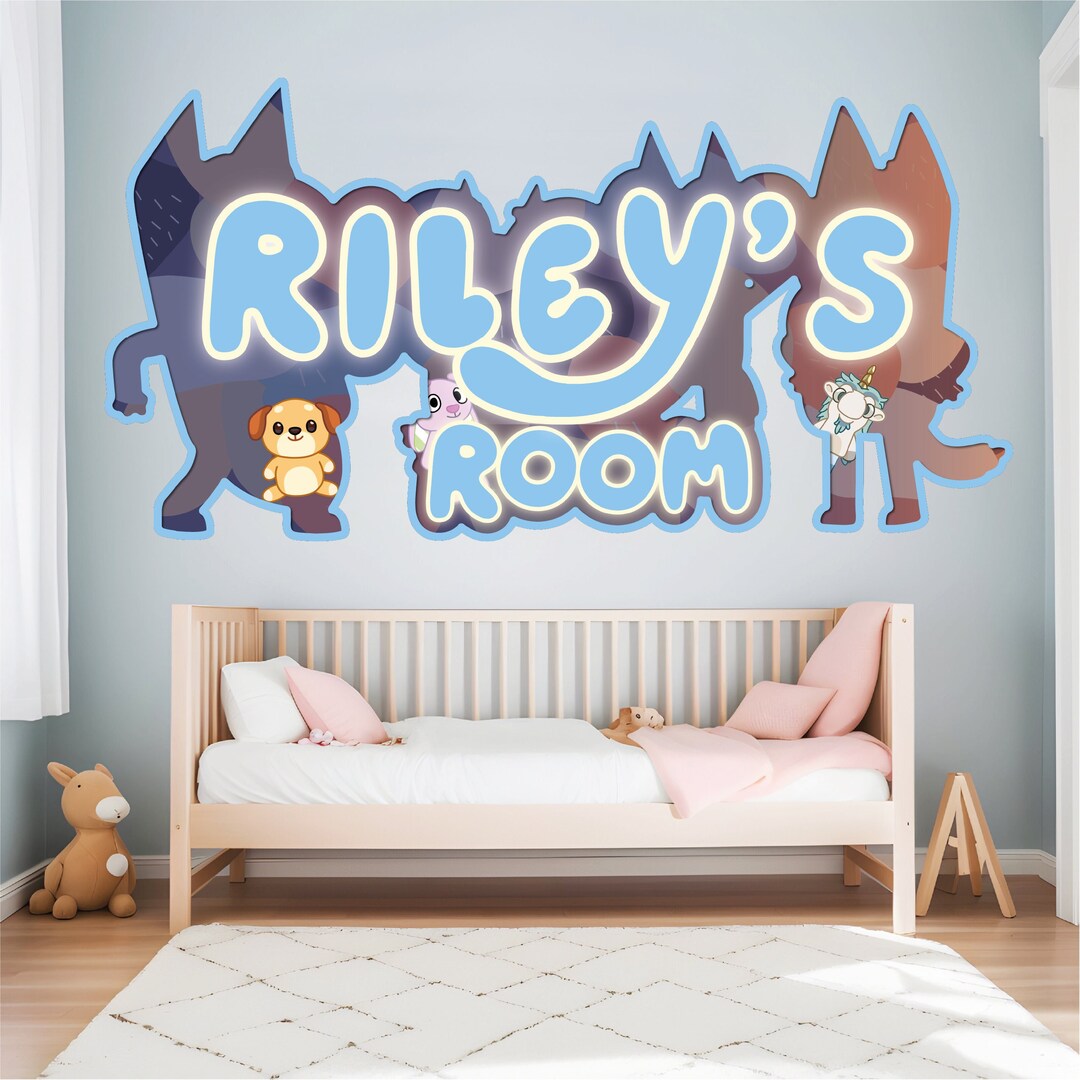 Personalized Blue Wall Sticker Blue Design for Boy Girls Kids Room ...